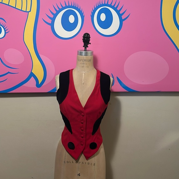 Jackets & Coats | Moschino Red Wool Question Mark Vest | Poshmark